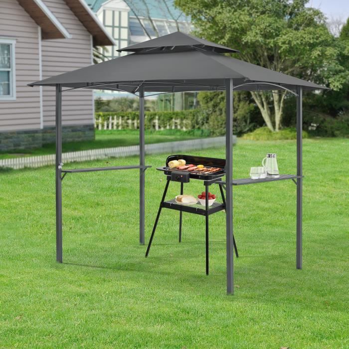 Tonnelle de jardin pour barbecue Parga 250 x 241 x 151 cm Anthracite ...