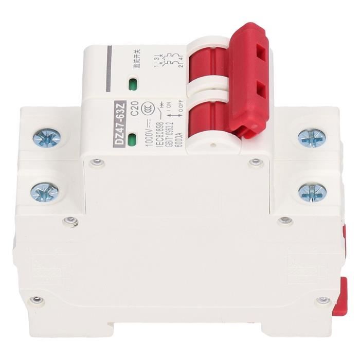 Garosa Mini disjoncteur DC Disjoncteur miniature DC 2P Isolateur de système PV solaire Montage ...