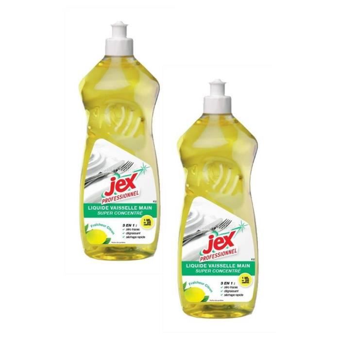 JEX Professionnel Lot de 2 Flacons 1 Litre de Liquide vaisselle doux pour les mains parfum ...