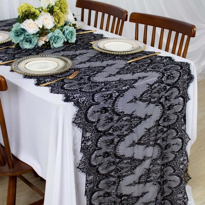 Chemin De Table En Dentelle Pour Halloween - 76,2 X 304 Cm - Noir - Ltr044[H542] - Cdiscount Maison