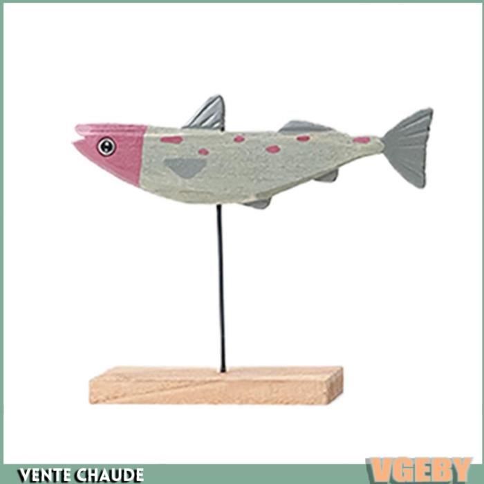 Ornements de poisson en bois, décoration de poisson sur support, Statue ...