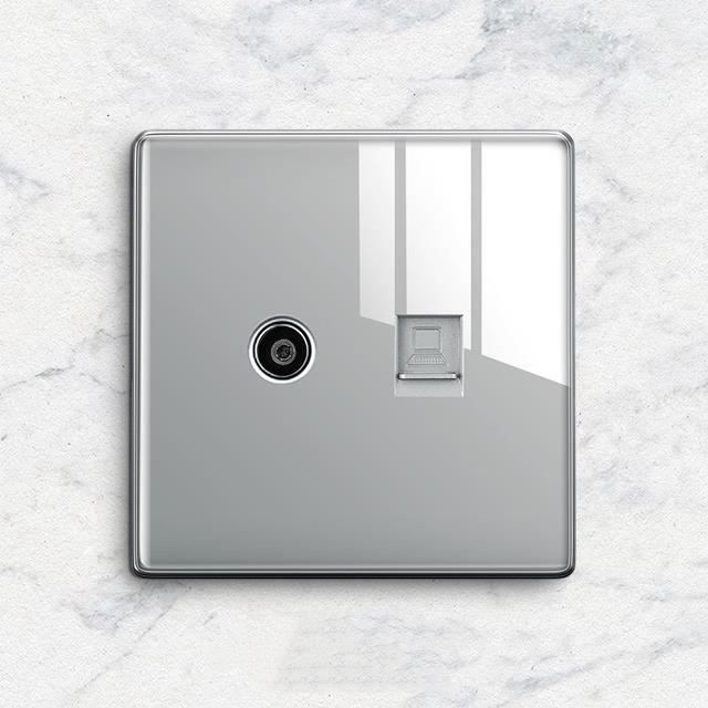 INTERRUPTEUR,TV NET socket-250V--Interrupteur mural miroir noir classique, 250V, 1-2-3-4 voies ...