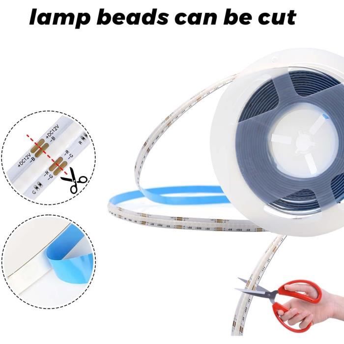 Ruban Led Cob Rgb 12V 2M Bande Led Cob Rgb 810Leds-M Flexible Haute ...