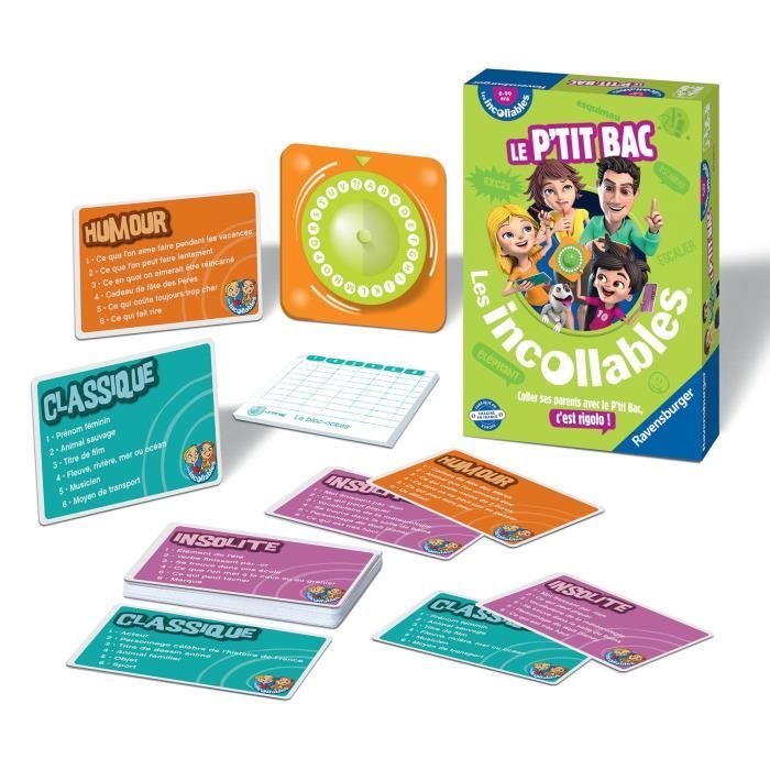 LES INCOLLABLES Le P'tit bac - Ravensburger - Jeu de société enfants - Petit Bac revisité ...