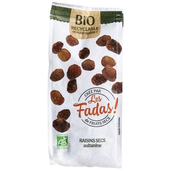 Raisins secs Sultanine Bio en sachet de 190g x7 Les Fadas de Fruits ...