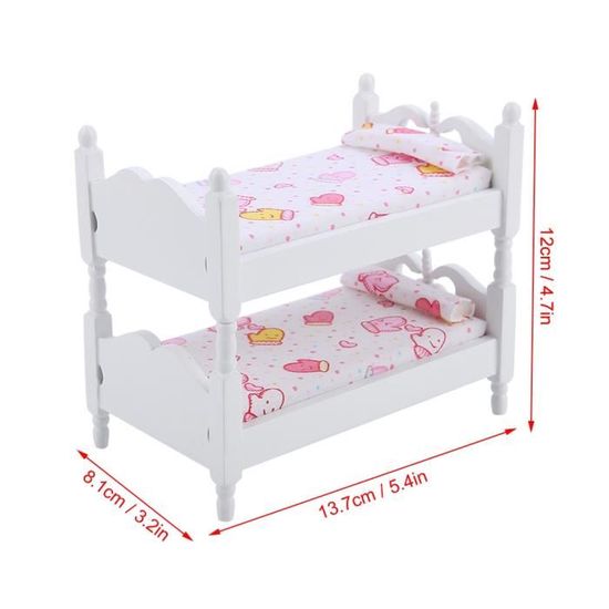 KEL Jouets pour Enfants 1:12 Lit Superposé Poupée Maison Mini Meubles pour Enfants Jouet Modèle ...