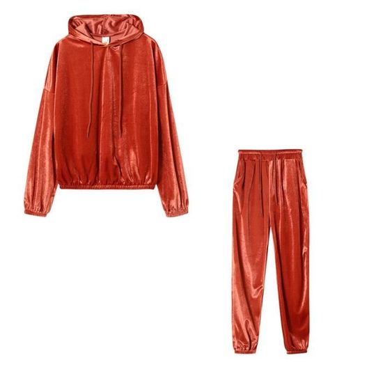 Ensemble de vêtements,Survêtement en velours trempé pour femme,sweats à ...