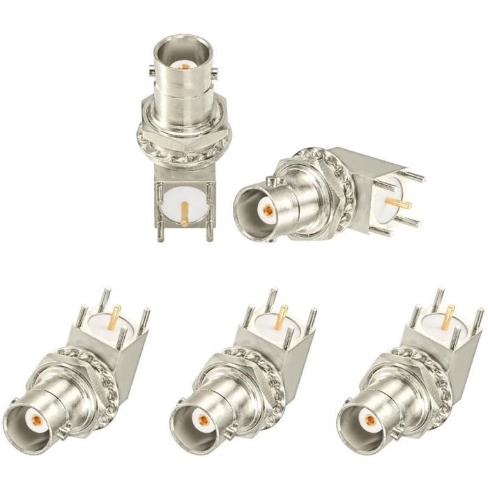 Connecteur BNC 50 ohms BNC Femelle Bulkhead à Souder PCB Montage Connecteur Angle Droit ...