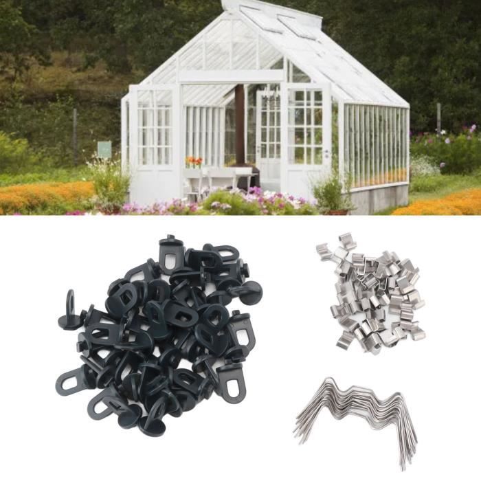 CWU Clips de vitrage pour serre de jardin inoxydable 50pcs fixation plaque clips de fixation ...