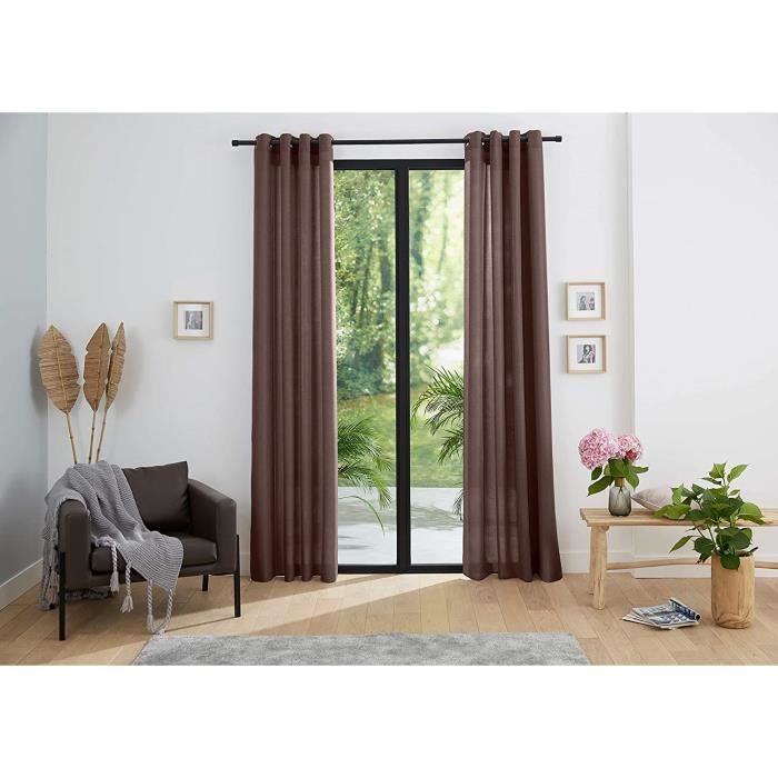 Paire de Doubles Rideaux à œillets Effet Lin 140 x 260 cm Moonlight ...