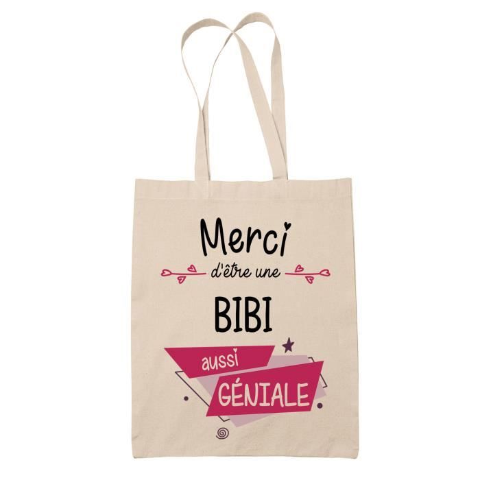 Tote Bag - Merci Bibi - Géniale - 100% Coton Biologique - 10L - Éco-Responsable - Cdiscount ...