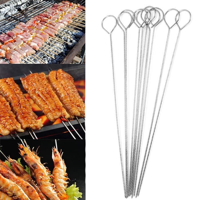 50pcs barbecue en acier inoxydable barbecue brochettes aiguille bâtons ...