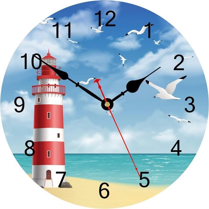 30 cm Palmiers Plage Horloge Murale, Mer Vague Design Moderne Pendules ...