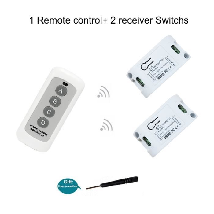 Couleur remote2sw Commutateur de télécommande universel avec télécommande Rf433 interrupteur d ...