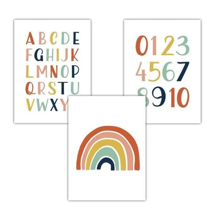 Lot de 3 posters pour chambre de bébé-d’enfant sans cadre, fille ou ...