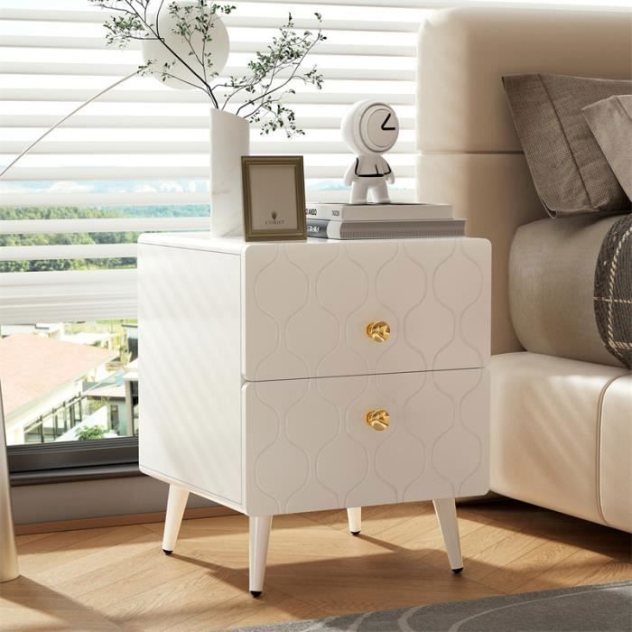 Lot de 2 table de chevet moderne en motif vagu, avec 2 tiroirs ...