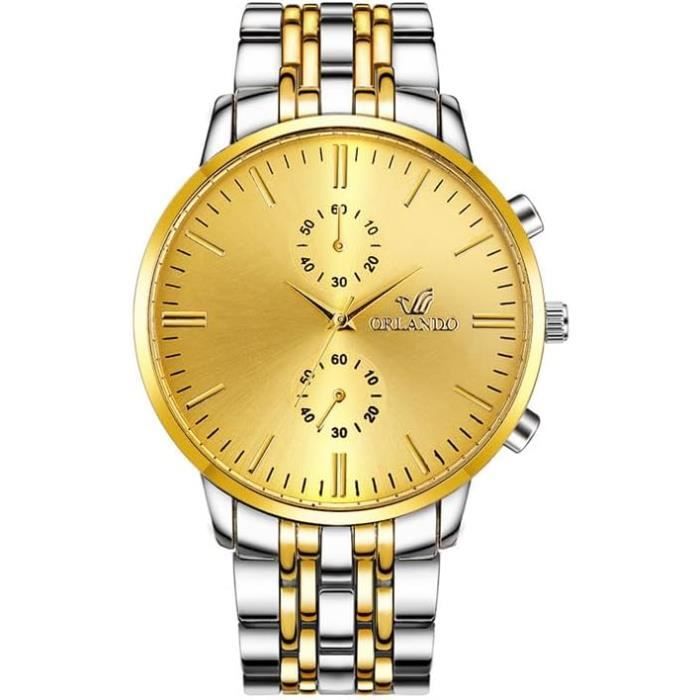 Hommes Montres New Orlando Mode Montre À Quartz Hommes Argent Plaqué Or ...