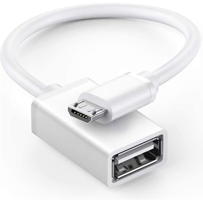 Adaptateur USB vers Micro-USB - E.F.CONNECTION - 1m - Blanc - Câble ...