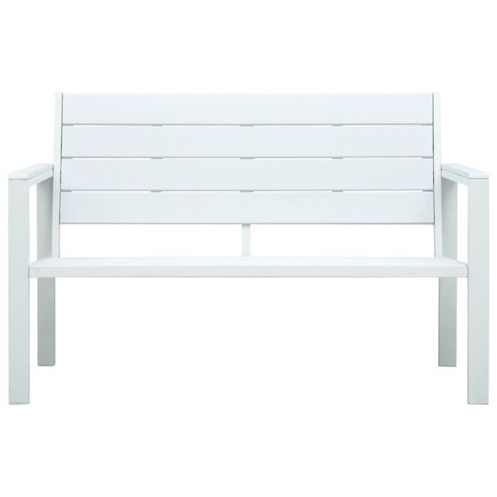 Banc de jardin 120 cm PEHD Blanc Aspect de bois HILILAND --LIS POIS: 15 ...