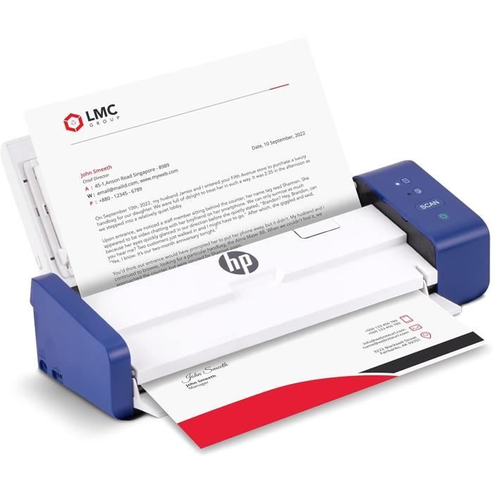 Scanner de Documents et Photo Portable HP HPPS200 avec Plateau à Flux ...