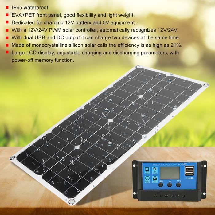 Panneau solaire - HURRISE - 25W - Monocristallin - Double sortie USB - IP65 étanche - Cdiscount ...