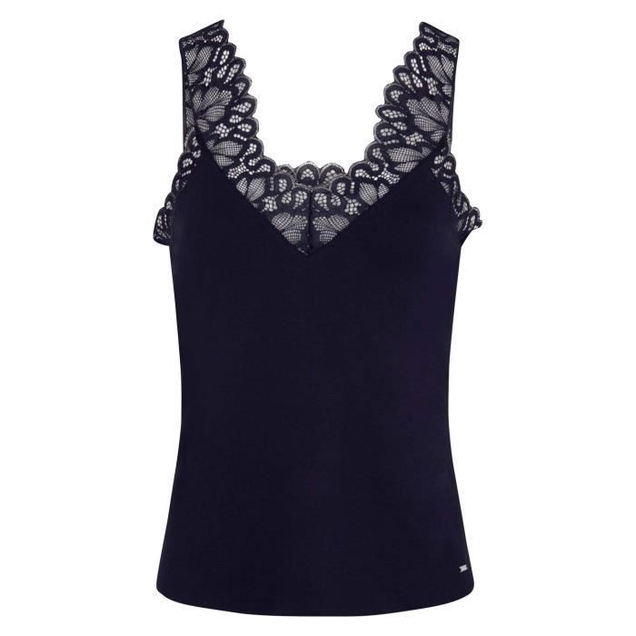 Top - Morgan - Bleu Marine - 95% Viscose - Coupe Droite - Col V Bleu ...