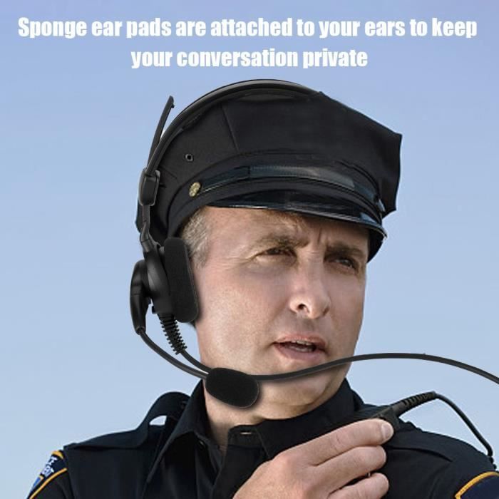 Casque Micro PTT Oreillette Radio Anti-bruit - QIILU - Blanc ...