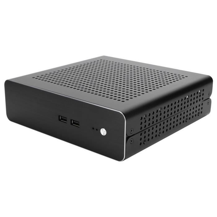 Qiilu HTPC ITX G60S Châssis HTPC Boîtier Mini‑ITX d'Alimentation DC‑ATX ...