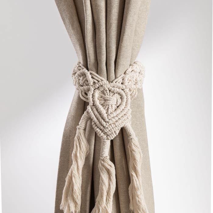 SKLUM Lot de 2 embrasses de rideaux en macramé Punjab Beige Crème ...
