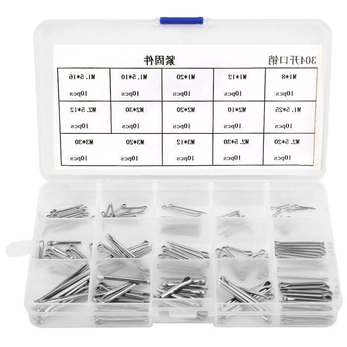 Sonew Pins Goupille Fendue de 304 Acier Inoxydable 15 Sortes 150 Pièces ...