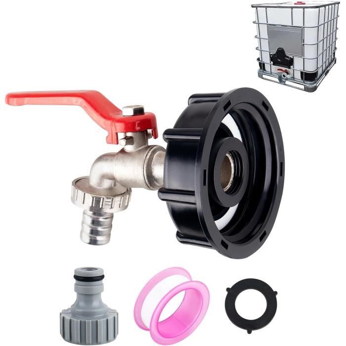 Robinet Cuve 1000L S60X6 IBC Raccord Robinet avec raccord de tuyau 1-2"Adaptateur de Réservoir ...