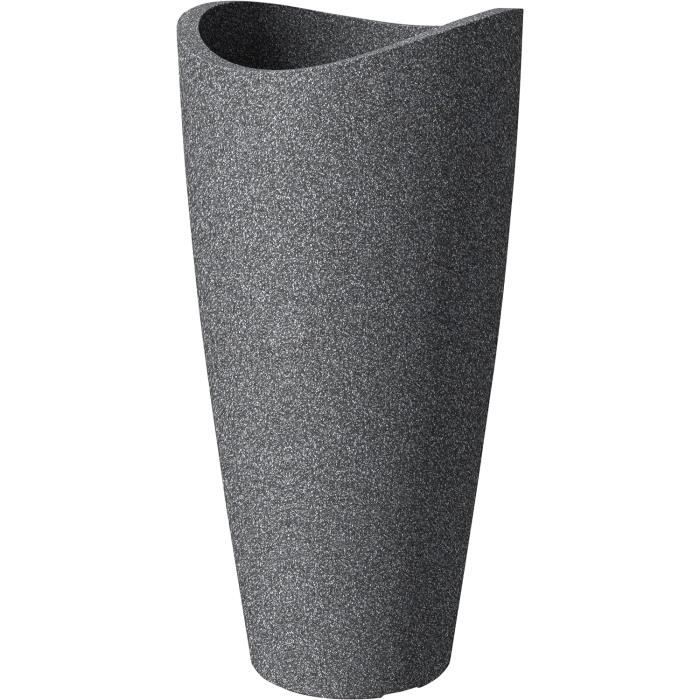 55375 254-80 Wave Globe Slim Pot De Fleurs Plastique Granit Noir 40 X ...