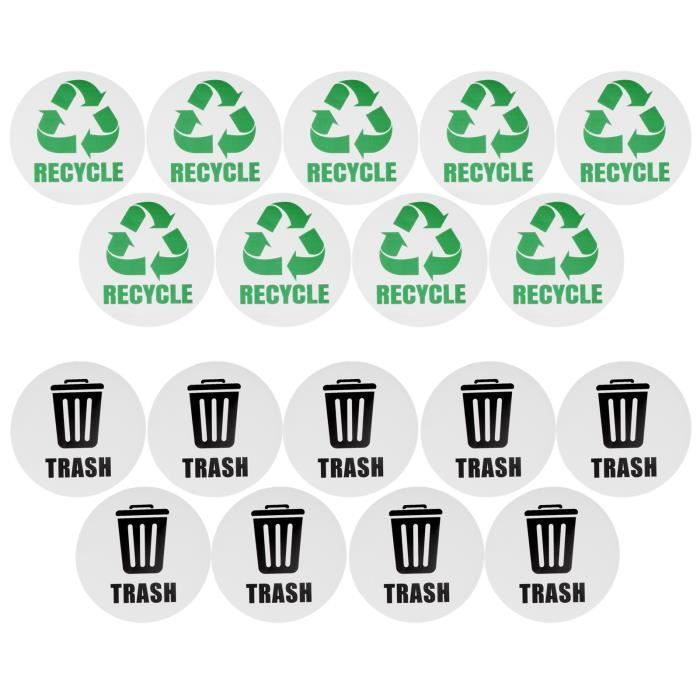 Zerone Sticker poubelle 18pcs /set Autocollant de Poubelle de Recyclage ...