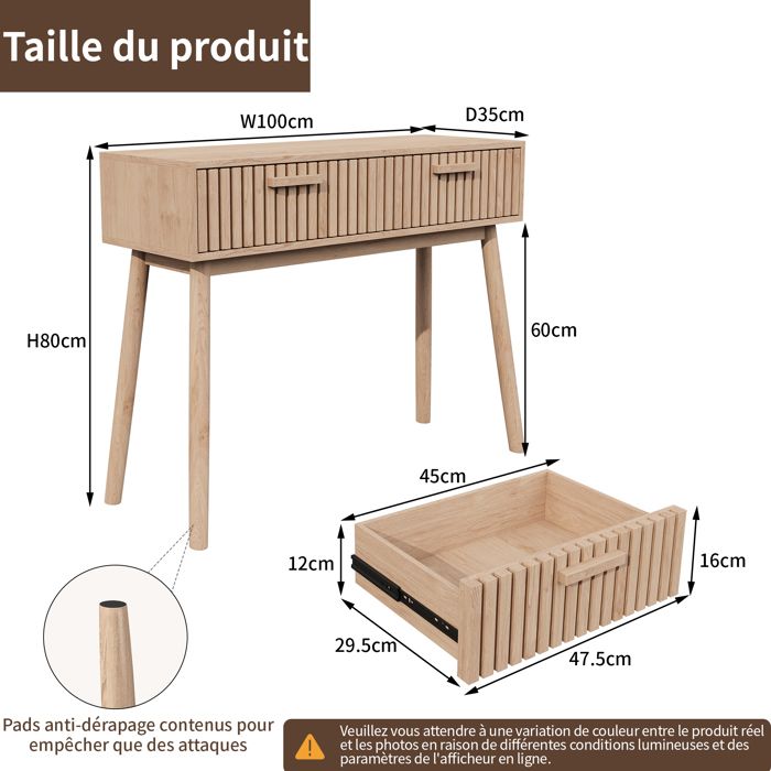 Console avec Rangement,Table D'entrée en Bois, Bureau avec Tiroir, pour ...