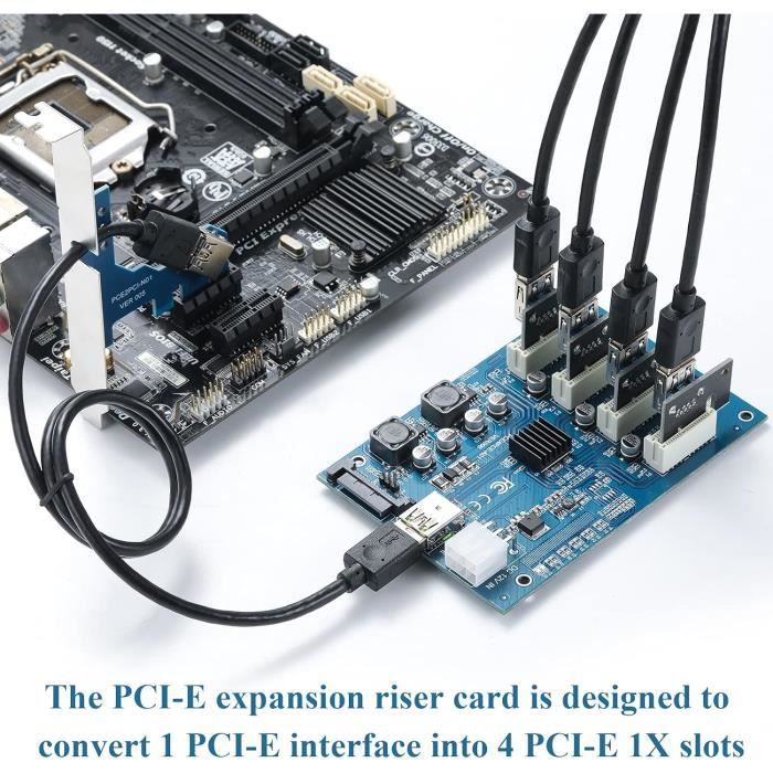 Carte Adaptateur Pci-E 1 À 4, Carte Multiplicateur Adaptateur ...