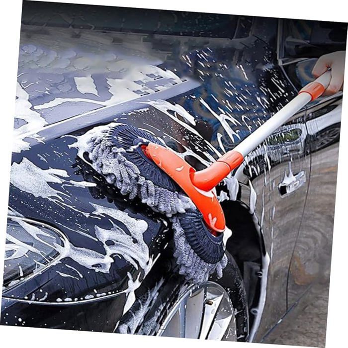 Balai Télescopique De Lavage Voiture Double Tête à Poils Doux Orange ...