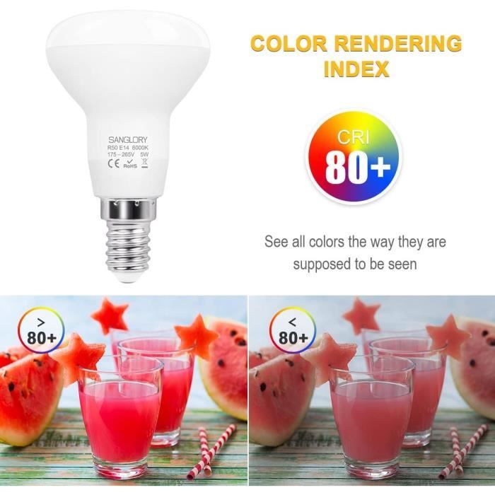 Ampoules Réflecteur Led E14 R50 Blanc Froid 6000K,510Lm,5W E14 Spot ...