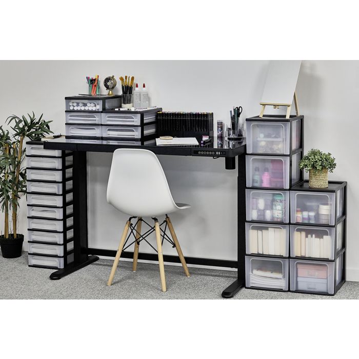 Iris Ohyama, Caisson de rangement plastique A4, 4 Grands Tiroirs, Gris ...