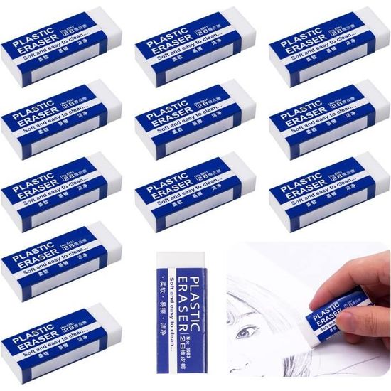 Lot De 12 Gommes À Effacer Douces 2B Pour École, Bureau, Salle De ...