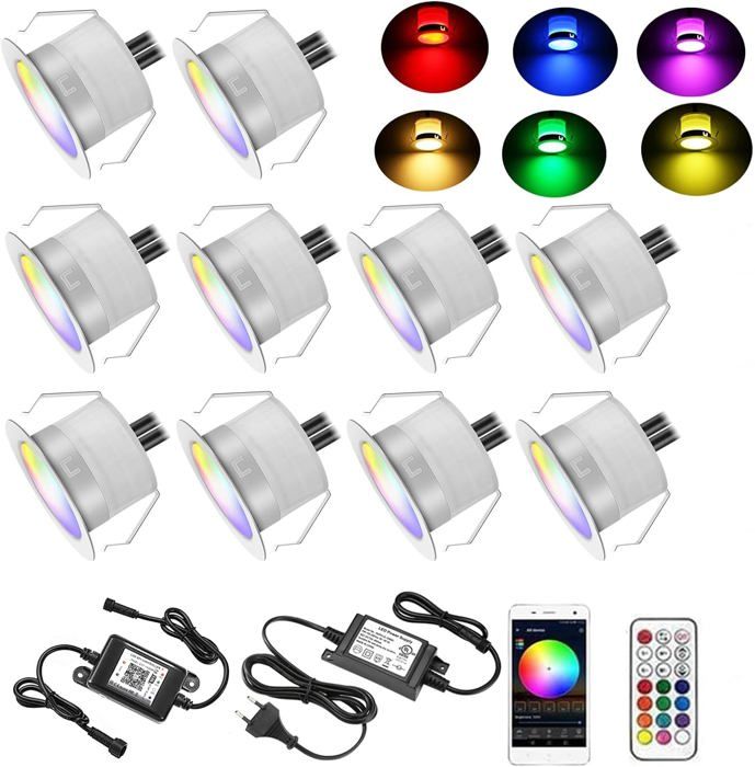10 WIFI RGB Spot Encastrable Exterieur Dimmable 0.6W Fonctionne Avec ...