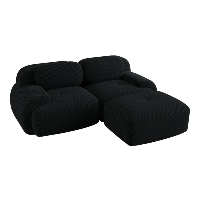Canapé 3 places Velours côtelé Noir Avec Accoudoirs larges ,1 repose ...