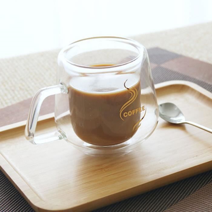 Tasse à café - Fabriquée à la main - Verre borosilicate - Double paroi ...