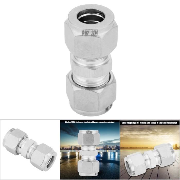 EJ.life Raccord de tube à compression Raccord de Tube de Compression en acier inoxydable, Double ...
