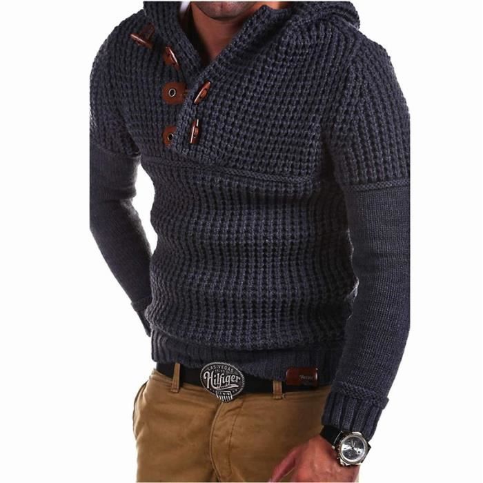 Pull chandail hommes VITATA - Gris foncé - Coupe ajustée - Col V ...