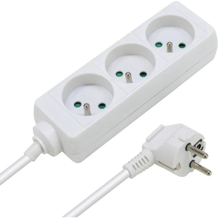 52111 Multiprise Électrique Avec Câble 3 Prises 1,5 M Blanc[J1412 ...