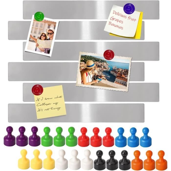 6 Pièces Tableau magnétique mémo Auto-Adhésif, 24 Pièces Néodyme Aimant ...