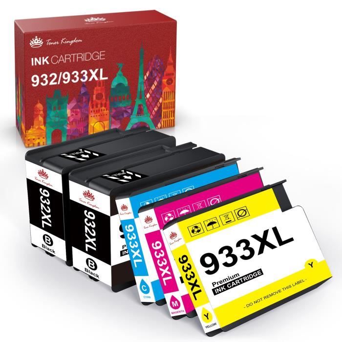 TONER KINGDOM 932 933 XL 5 Cartouches d'encre Compatibles pour HP 932XL ...