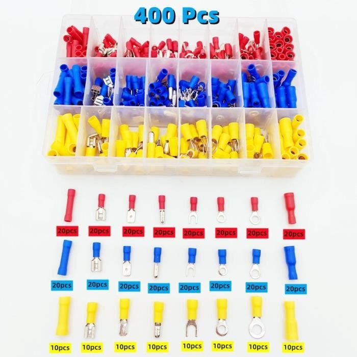 COSSE ELECTRIQUE,400pcs--Kit de câblage connecteur de câble à sertir ...