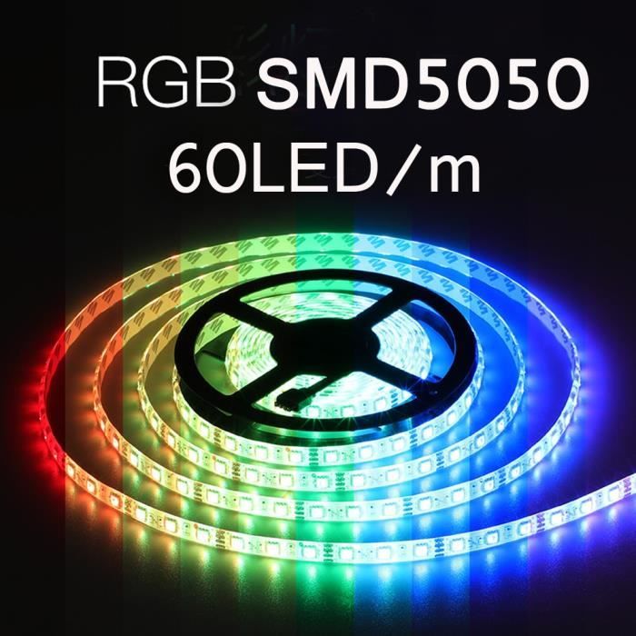 BANDE LED,10mm PCB-IP21 Non-waterproof-DC 12V-10m--Bande Led 5050 RGB ...