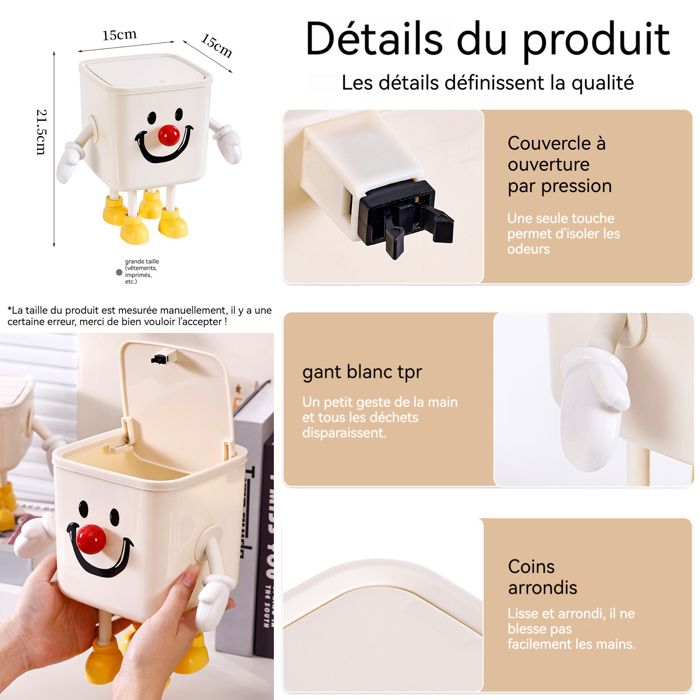 Poubelle INN® 15x15x21.5cm Poubelle créative de grande valeur pour le ...
